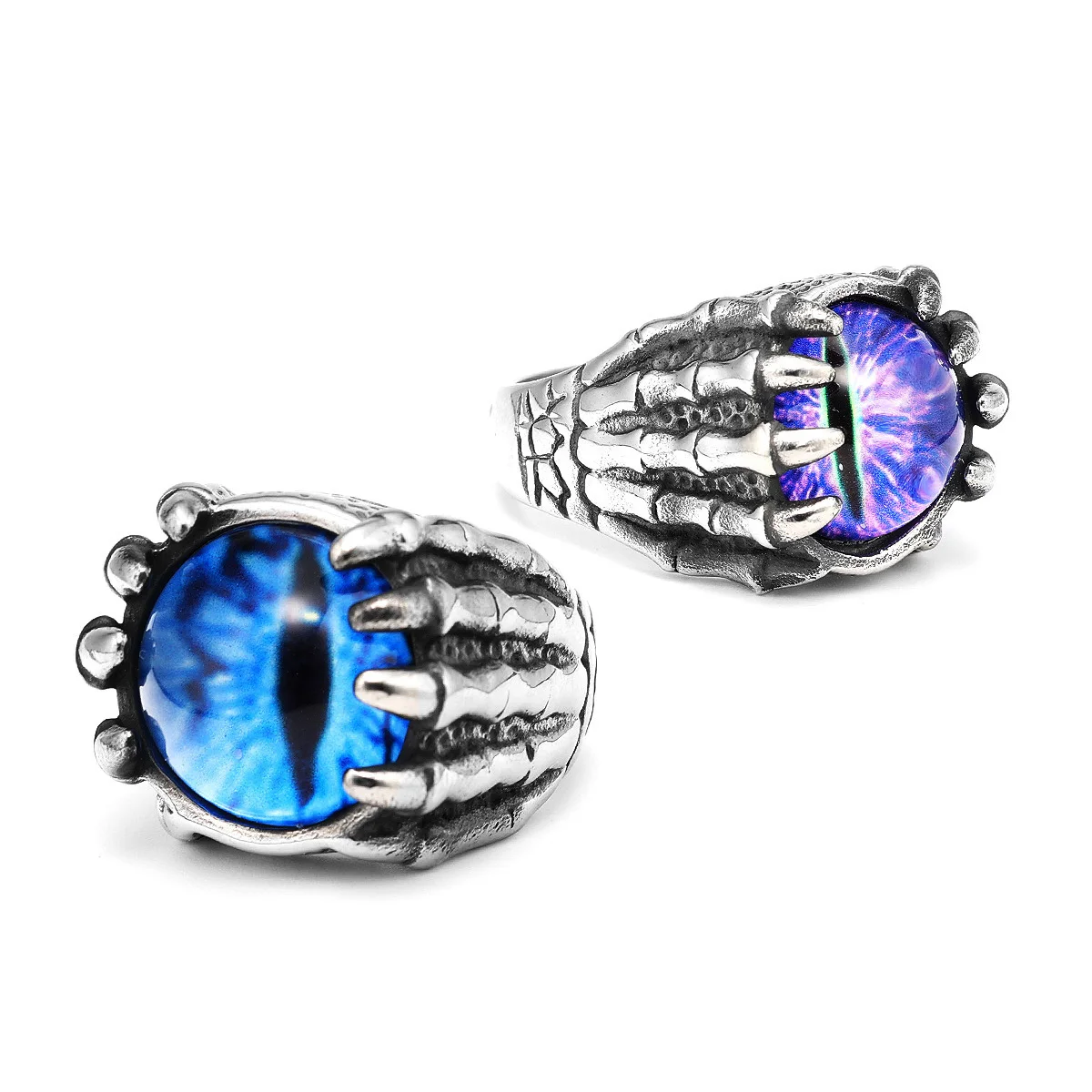 Devil Eye Men Ring 316L Stainless Steel Skull Rings Punk Rock Gothic D ...