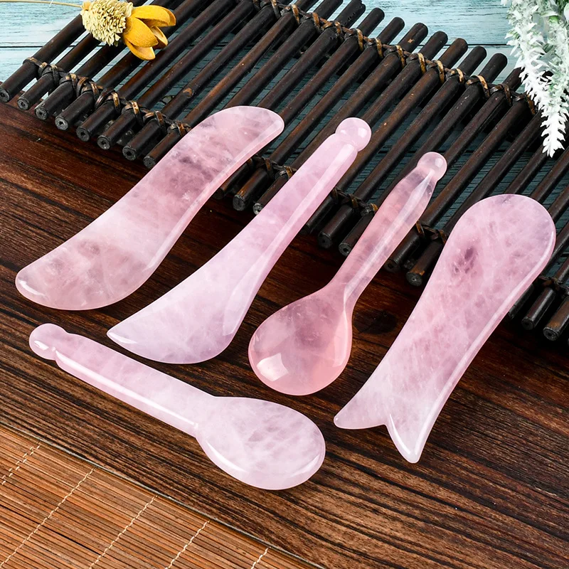 Rose Quartz Gua Sha Scraper Massager Natural Jade GuaSha Facial Massage ...