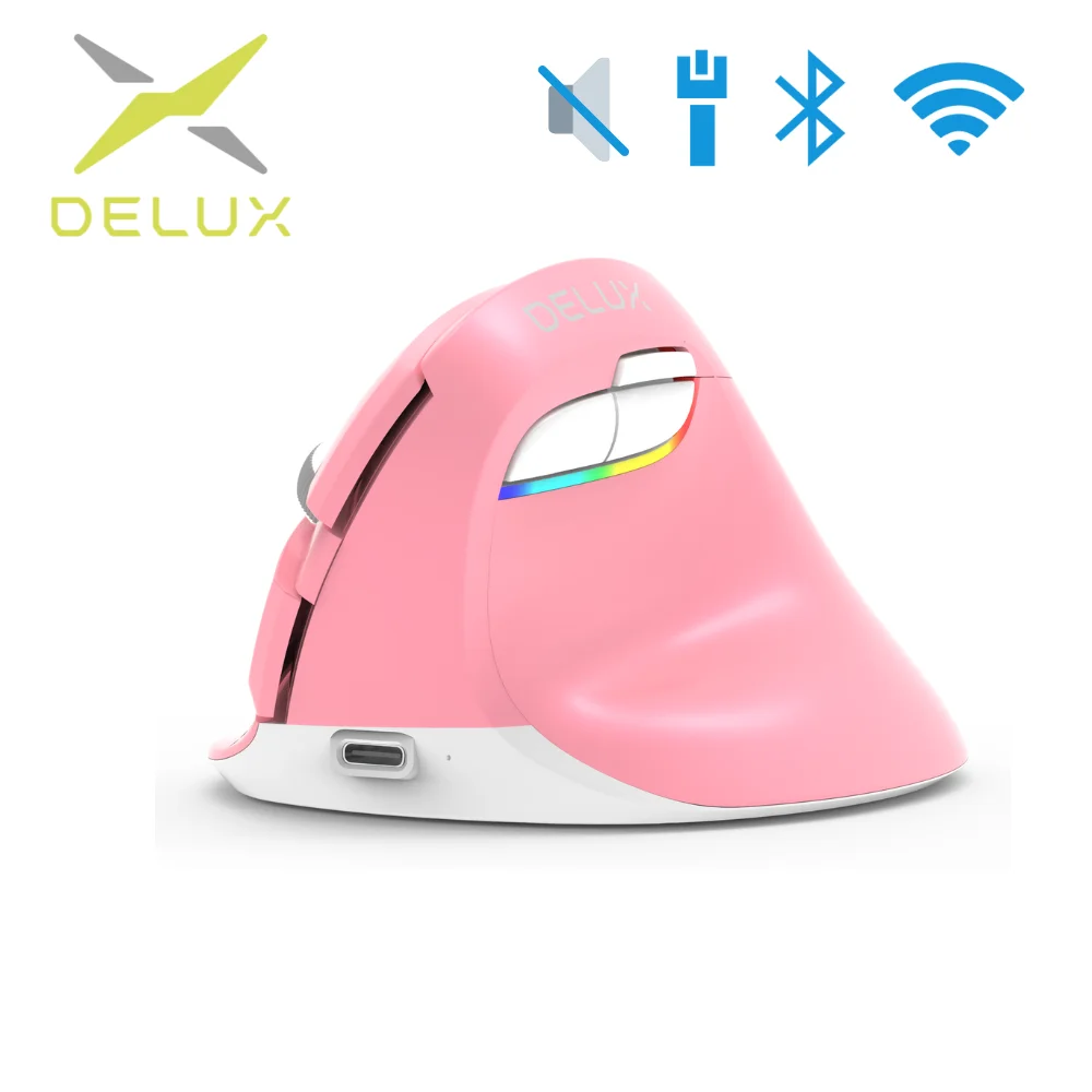 Delux-M618-Mini-BT-USB-Wireless-Mouse-Silent-Click-RGB-Ergonomic ...