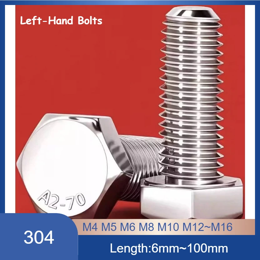 304 Stainless Steel Hex Head Left-Hand Bolts, Reverse Thread Anti ...