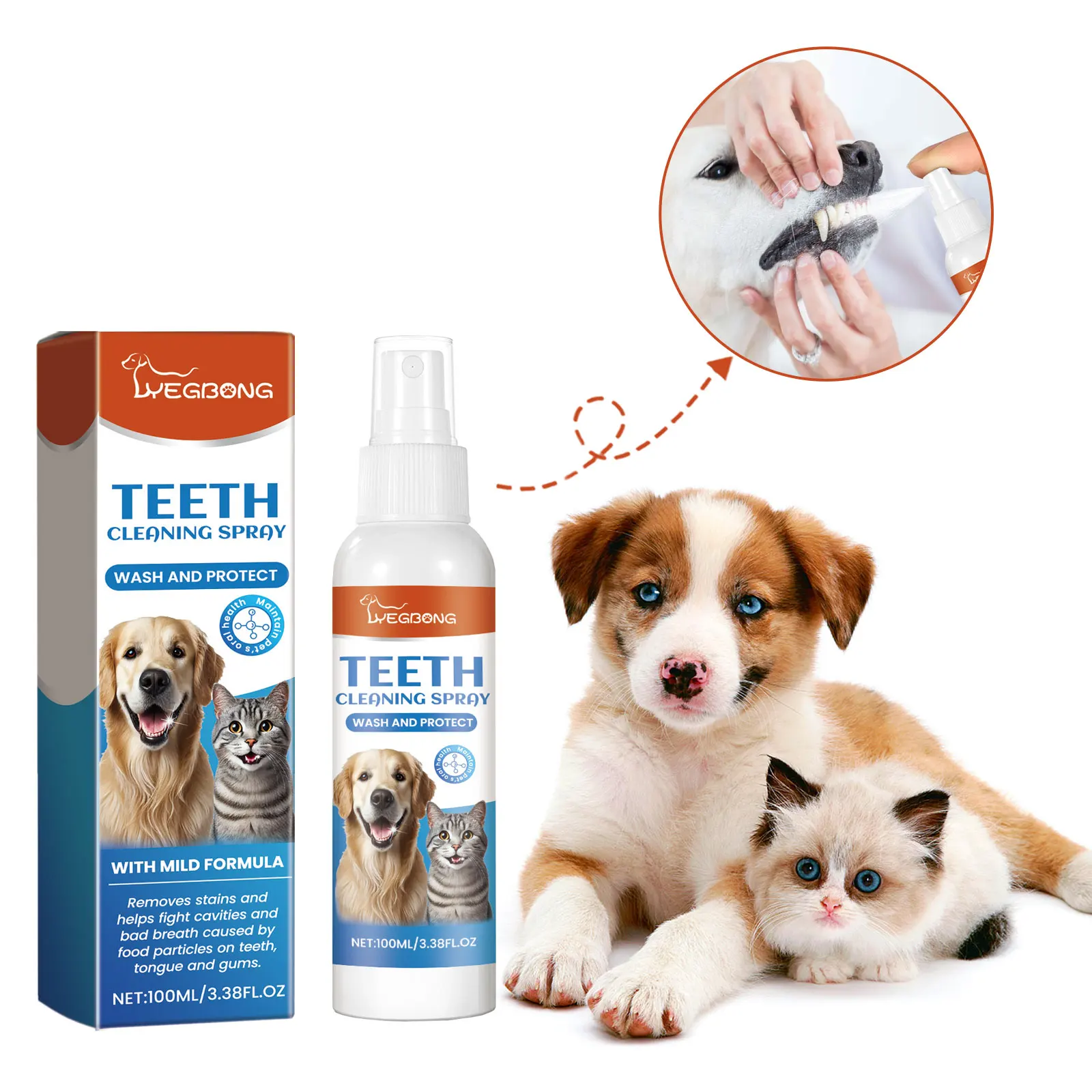 Dog Teeth Cleaning Spray Dental Breath Freshener Oral Teeth Cleaning ...