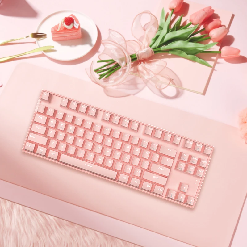Pink-mechanical-keyboard-87-key-Three-Mode-RGB-BT5-0-2-4G-USB-C ...
