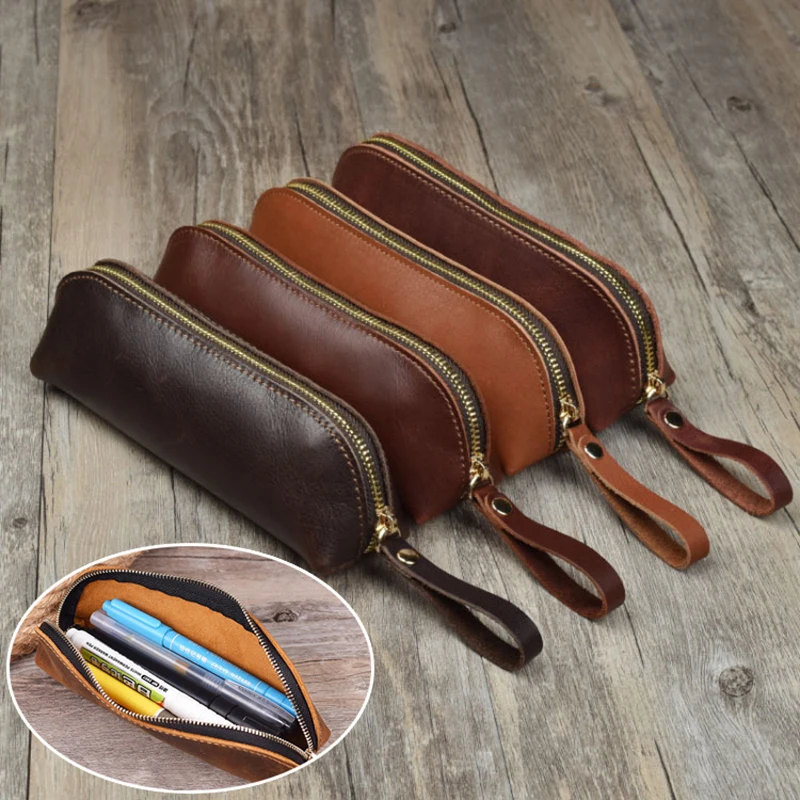Portable-Leather-Pen-Bag-Storage-Case-Organizer-Pouch-Student-Pencil ...