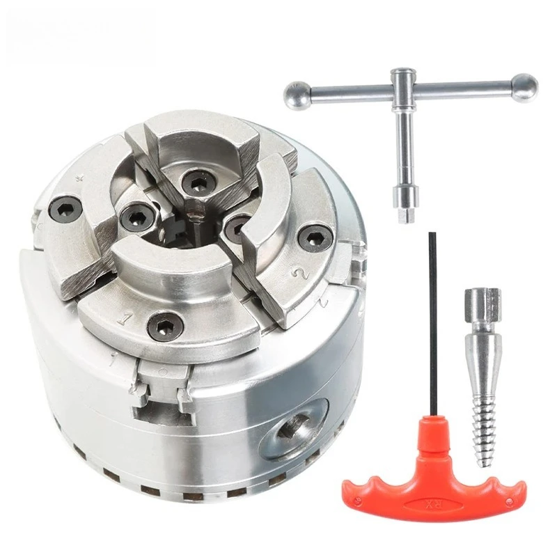 4-claw Self Centering Lathe Chuck Assembly Woodworking Lathe Key ...