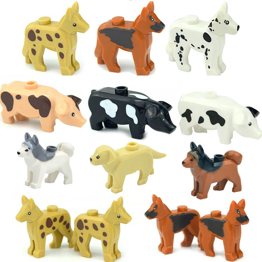 MOC-Farm-Animal-Building-Blocks-Cute-Pets-Pigs-Chicken-Police-Dog-City ...