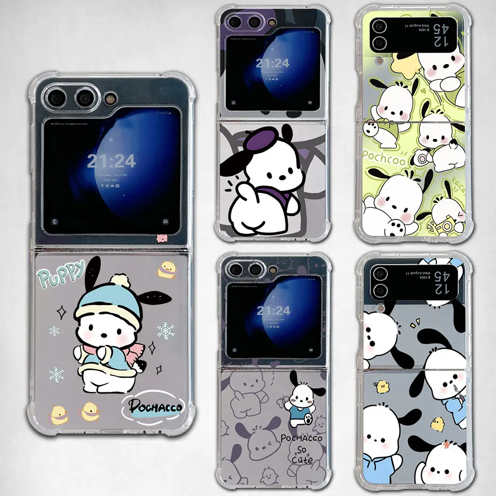 Funny Cute Cartoon Pochacco Phone Case for Samsung Galaxy Z Flip 3 4 Z ...