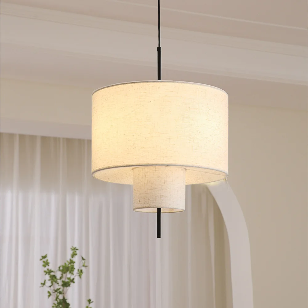 IPesl Fabric Multi Layer Cloth Covered Pendant Light Living Room ...