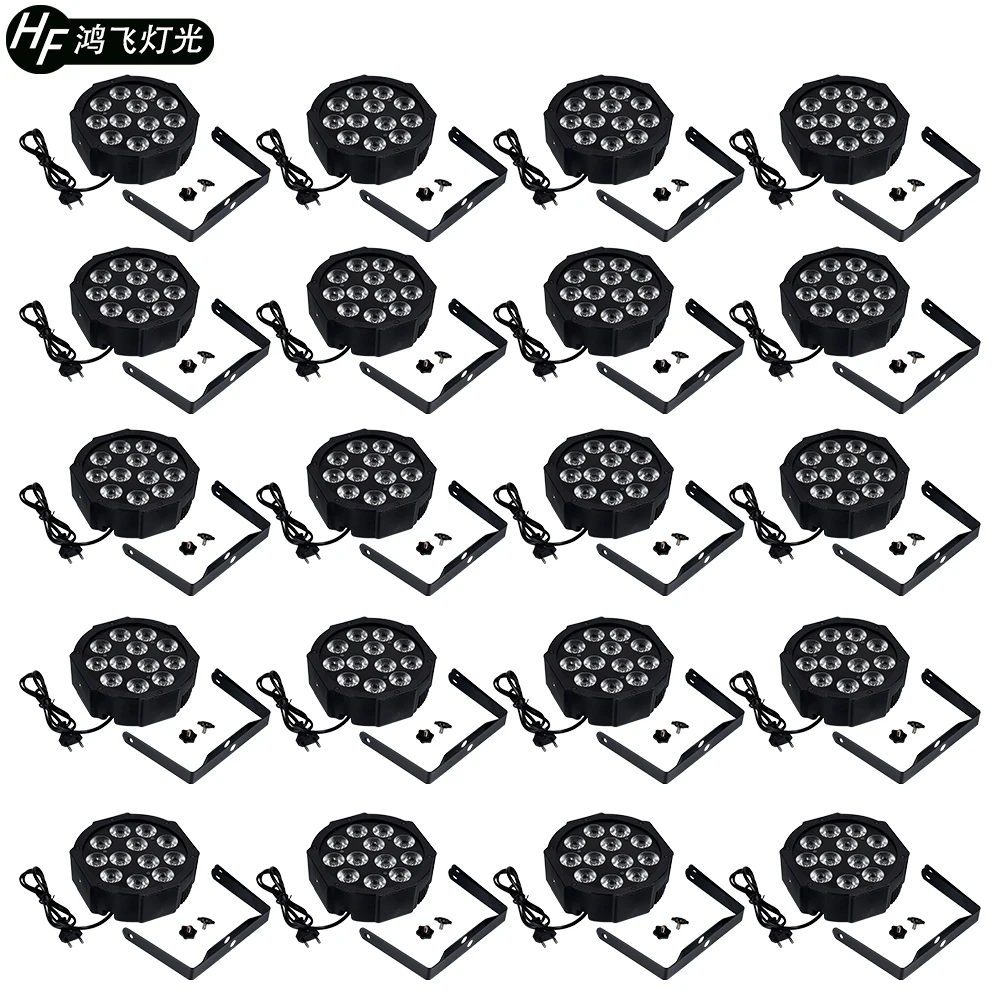 Led 플랫 파 12x18w Rgbwa Uv 6 인 1 Led 파 라이트 Dmx 제어 파티 Dj 디스코 바 스트로브 디밍 Uv