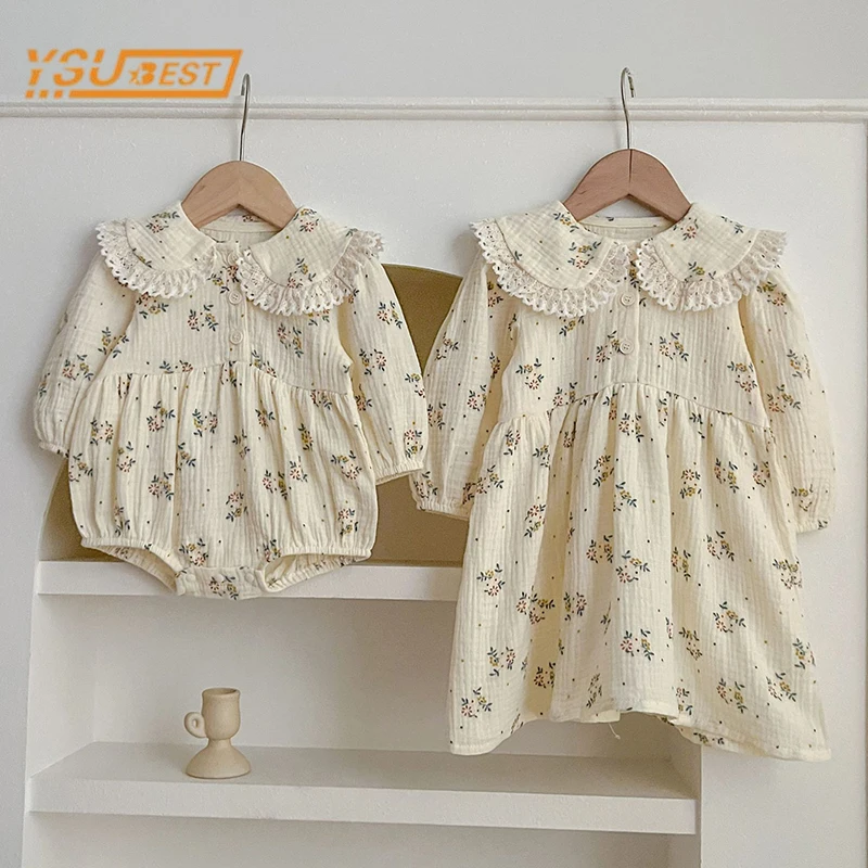 Spring-Baby-Girls-Long-Sleeve-Sweet-Sisters-Flower-Print-Dress-Autumn ...