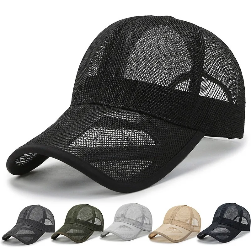 Trucker-Cap-Men-Hollow-Out-Unisex-Summer-Baseball-Cap-Solid-Color ...