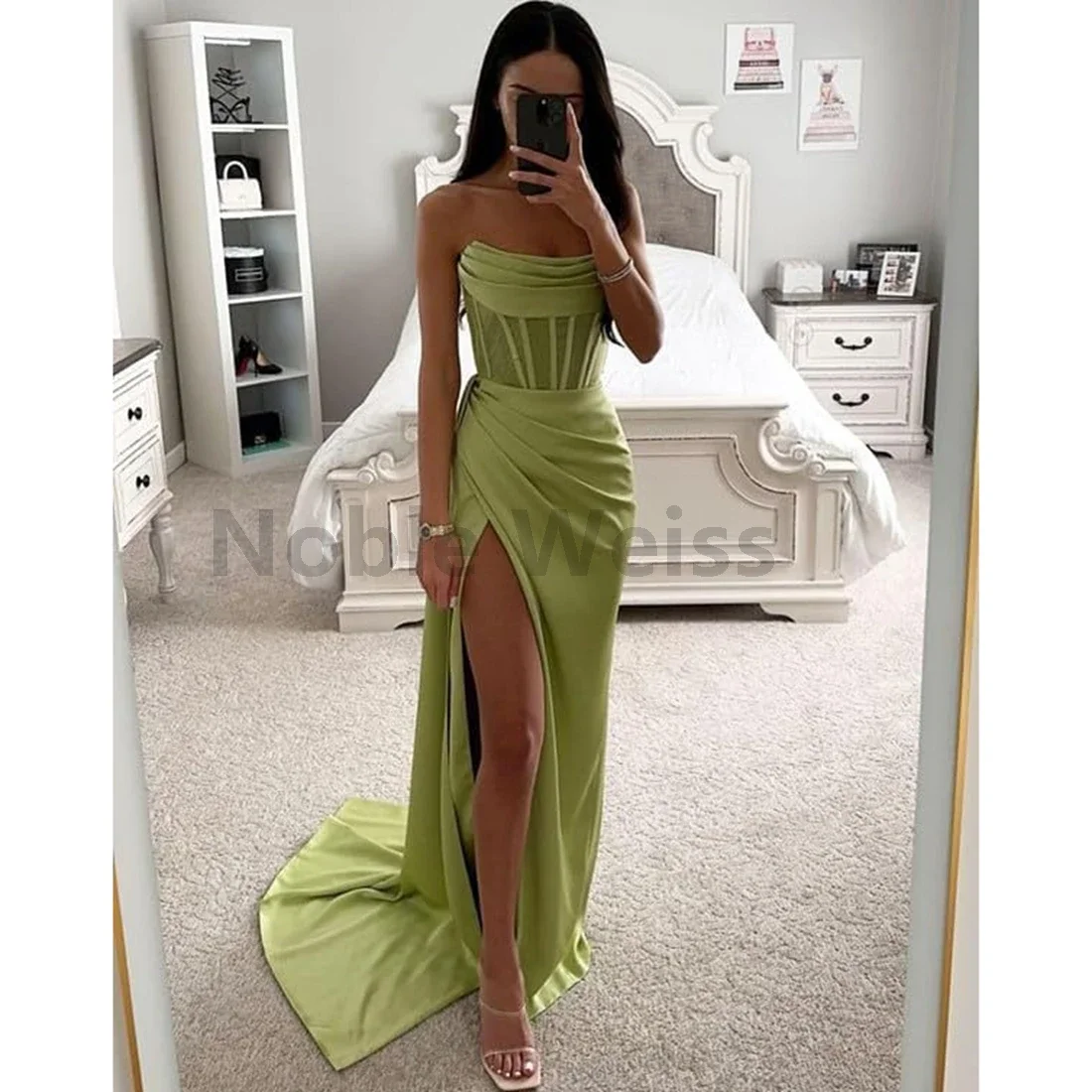Bridesmaid Dresses Satin Formal Dresses Strapless Mermaid Evening Party ...