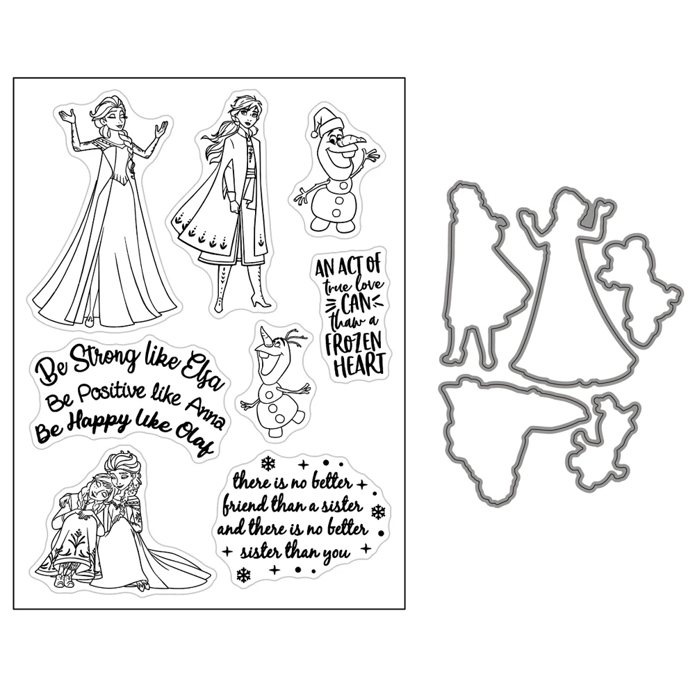 Disney Frozen Clear Stamps And Dies Set Anna Elsa Olaf Stamp for DIY ...