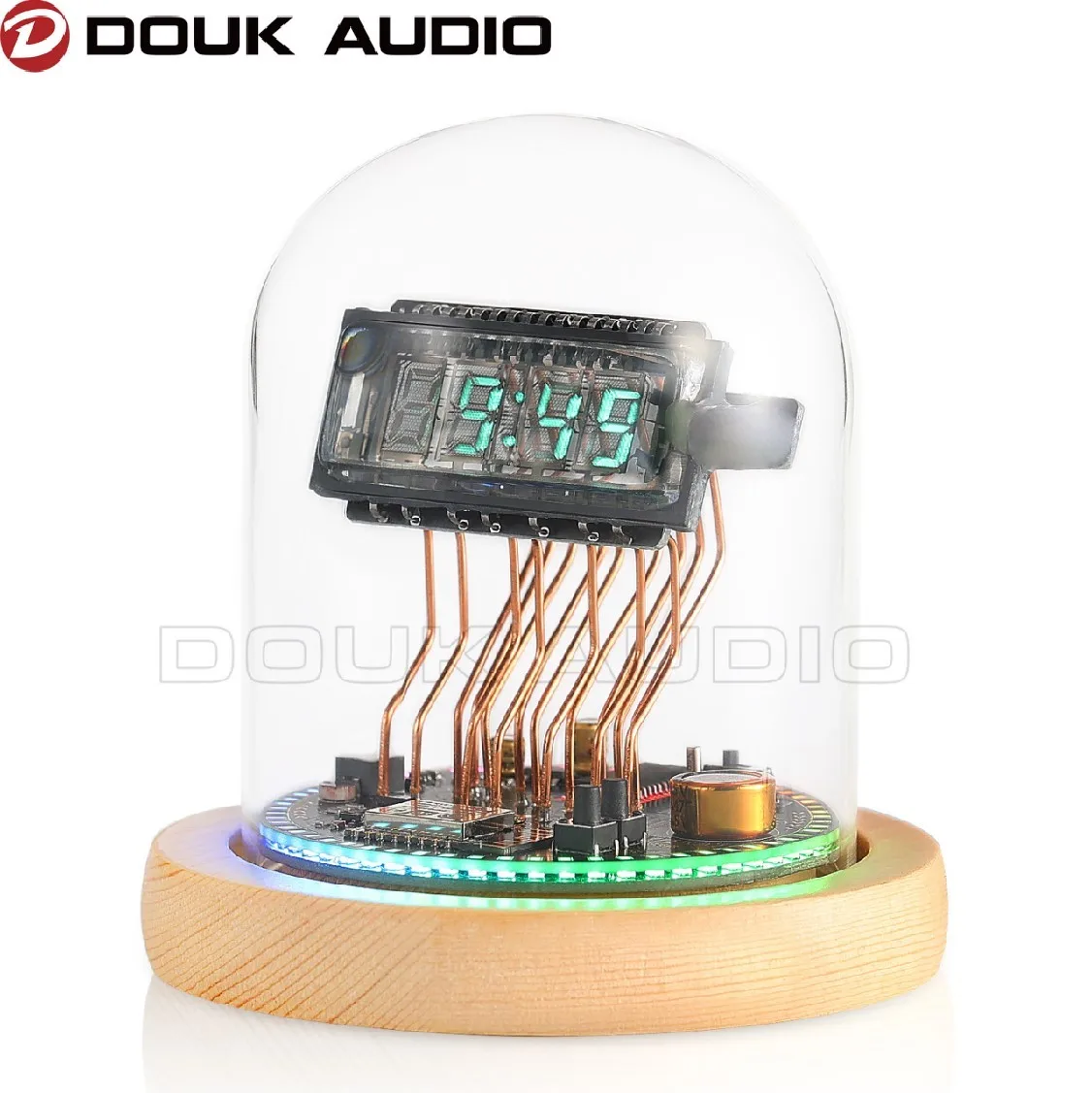 Douk-Audio-Vintage-VFD-Clock-WIFI-RGB-LED-Home-Mantel-Shelf-Clock-Refer ...