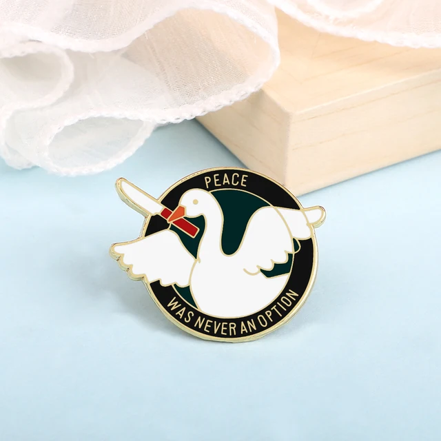 Funny White Goose Brooches Enamel Pins Cartoon Fat Duck with Knife ...