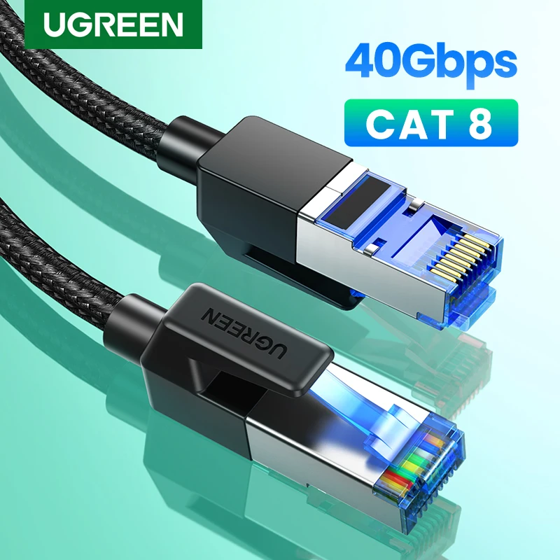 Ugreen-cat-8-ethernet-cabo-cat8-40gbps-2000mhz-rede-n-ilon-tran-ado ...