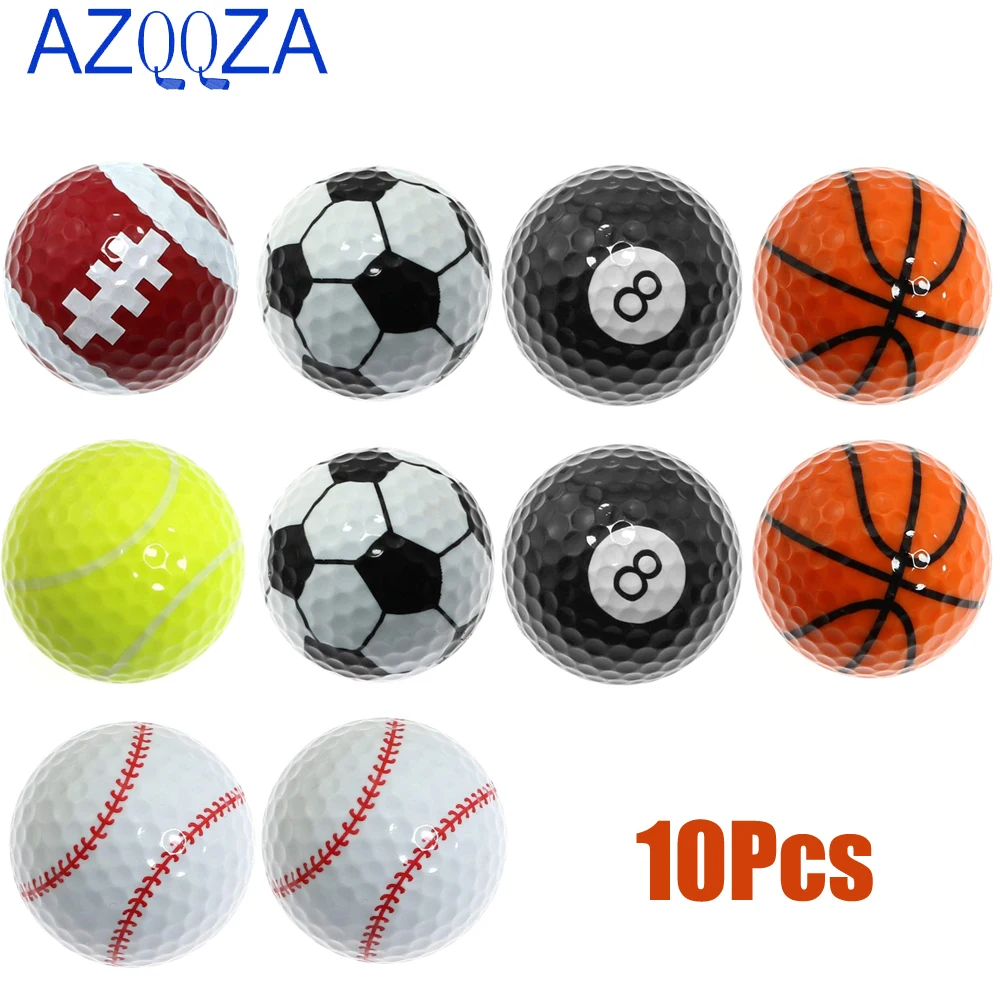 10Pcs Novelty Practice Golf Balls Novelty Baseball/Tennis/Football ...