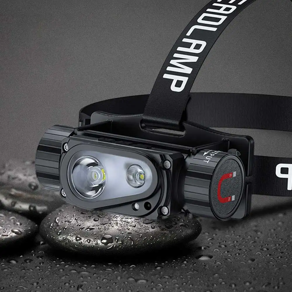 LED Headlamp Sensor Headlight Flashlight 18650 21700 Type C USB ...