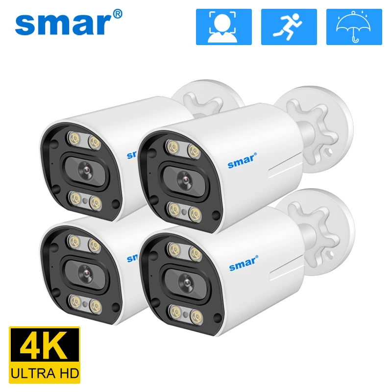 Smar 4PCS/LOT Bullet Camera 4K 8MP 5MP 4MP 3MP Built-in Microphone POE ...