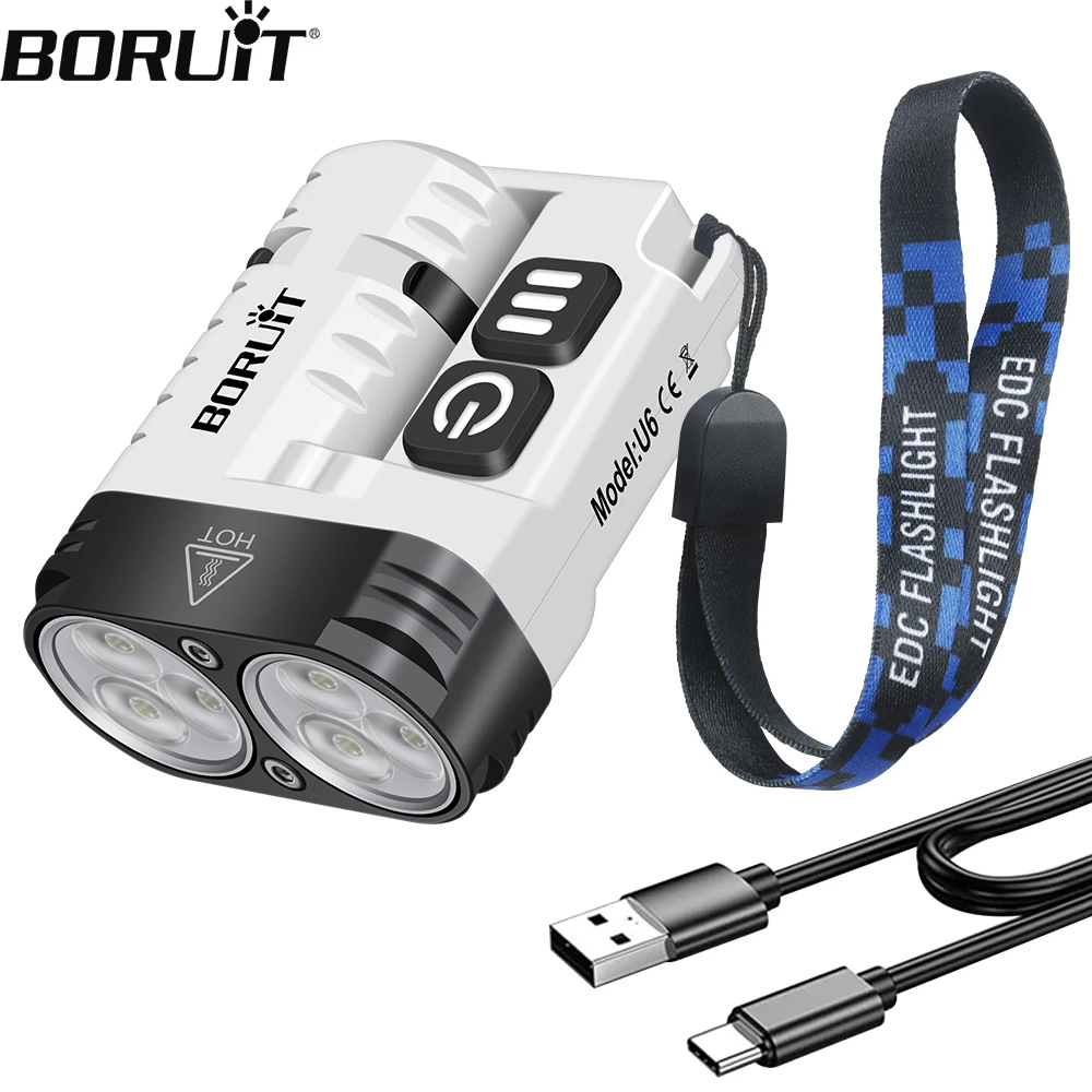 BORUiT-U6-LED-Flashlight-Keychain-Light-SST20-1600LM-20W-Super-Bright ...