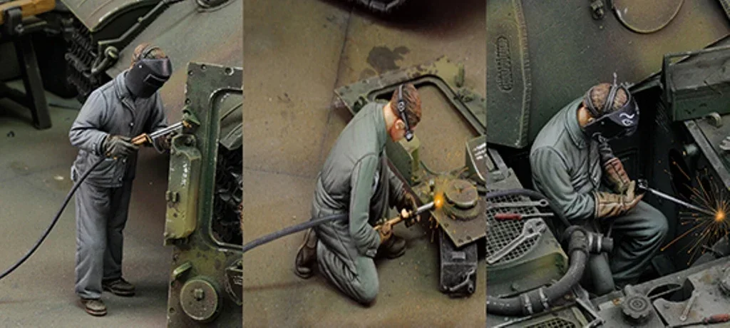 1/35 Scale Diecast Resin Figure Model Kit WWII German Maintenance ...