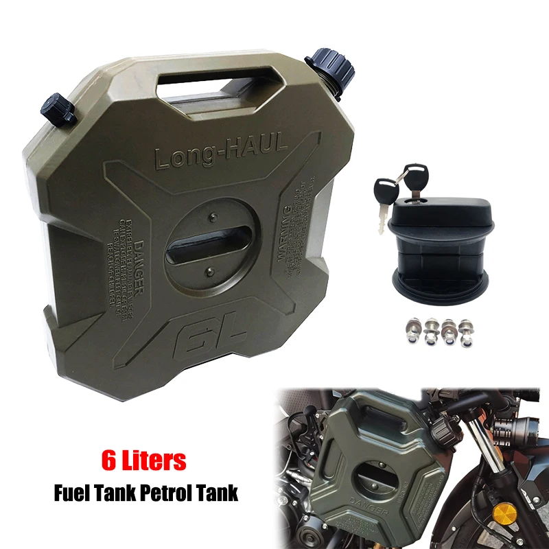 6L-Liter-Green-ATV-UTV-Motorcycle-Spare-Jerry-Can-Gas-Fuel-Tank-Plastic ...