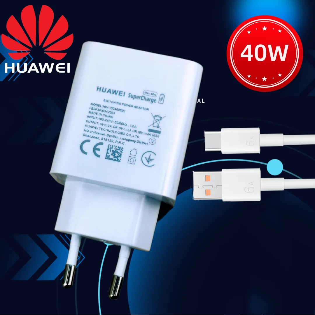 Huawei cargador de carga rápida Original, adaptador de la UE de 40W para Mate 40, 30, RS, 20 Pro ...