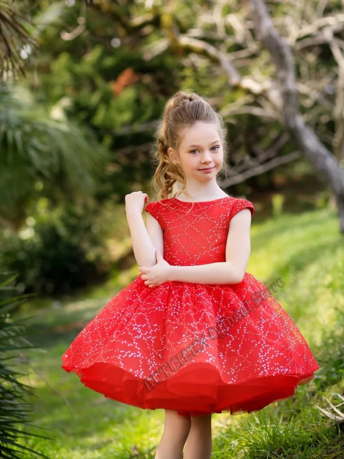 Red And Silver Flower Girl Dresses
