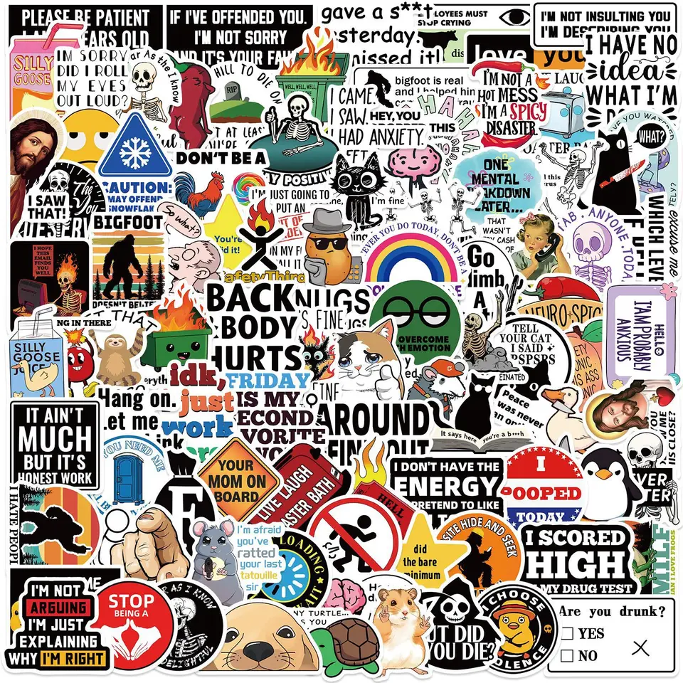 Adult Stickers Waterproof Meme Sticker Pack For Laptops Bottles 50-Pack ...