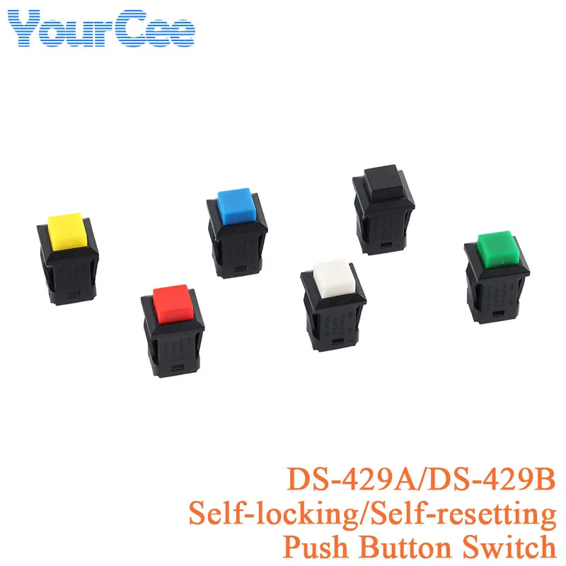 5Pcs-DS-429A-B-Square-Pushbutton-Switch-Non-locking-locked-Self-locking-self-resetting-Power ...