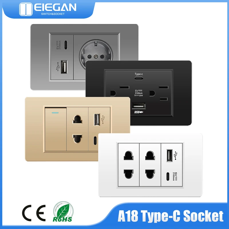 A18-118-Electrical-Usb-Wall-Power-PC-Double-Switch-Socket-with-USB-Type ...