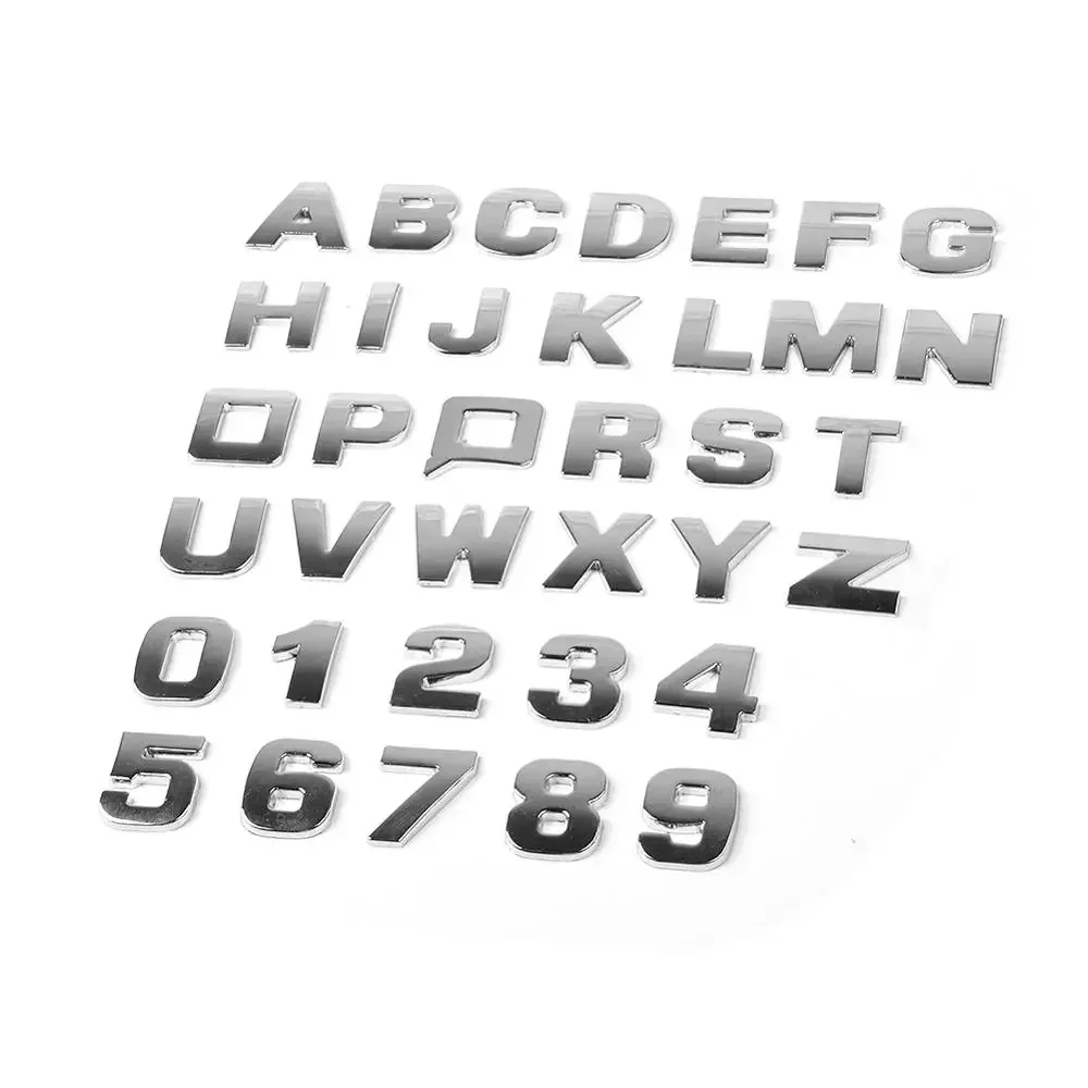 25mm-3D-Car-Stickers-Metal-Alphabet-Silver-Black-Badge-Chrome-Letters ...