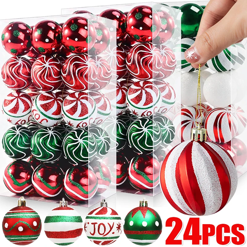 6-24Pcs-Christmas-Colored-Balls-Glitter-Christmas-Tree-Hanging-Painting ...