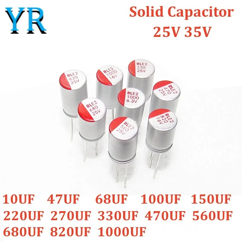 10PCS 25V 35V DIP Solid Electrolytic Capacitor 10UF 47UF 68UF 100UF ...