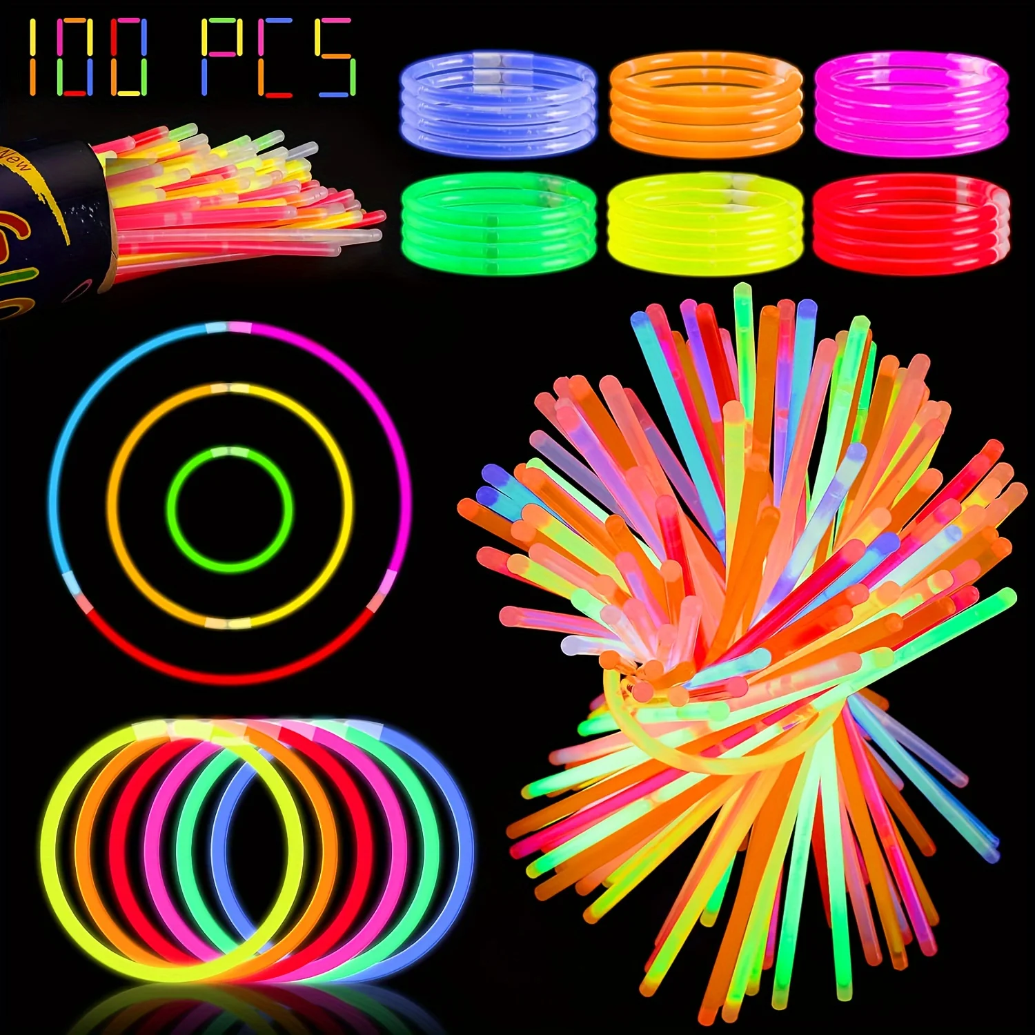 100pcs-Glow-Stick-Fluorescence-Light-Glow-Party-Sticks-Bracelets ...