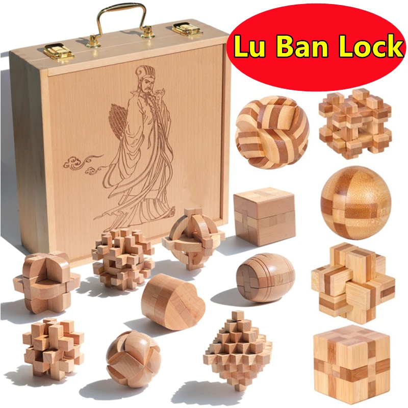 New Wooden Kong Ming Lock Lu Ban Lock IQ Brain Teaser Educational Toy ...