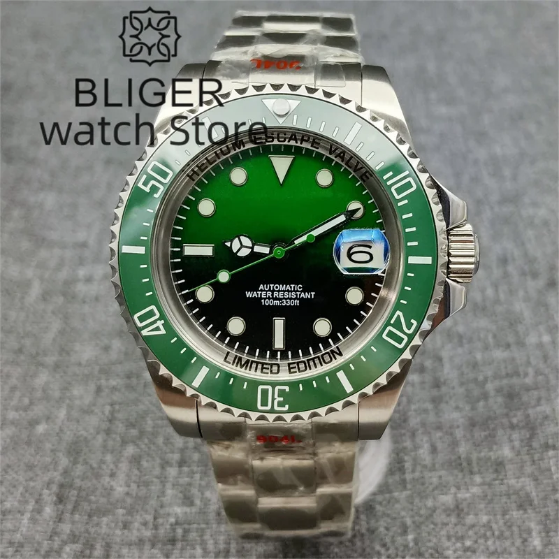 BLIGER 43mm SEA Dive Watch For Men NH35A Automatic Mechanical ...