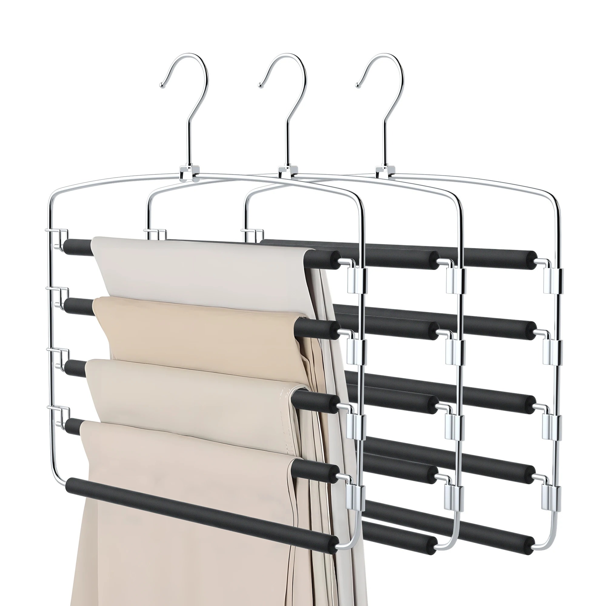 Multi-Layer-Stainless-Steels-Movable-Hangers-Shelves-Organizer-Space ...