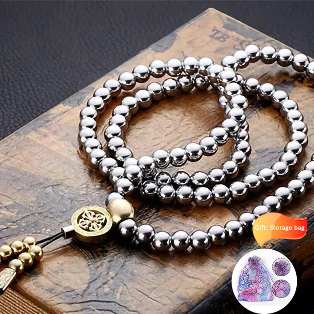 Tactical 8MM Cadeia de Aço 118-128 Ps Buddha Beads Auto-Defesa Mão ...
