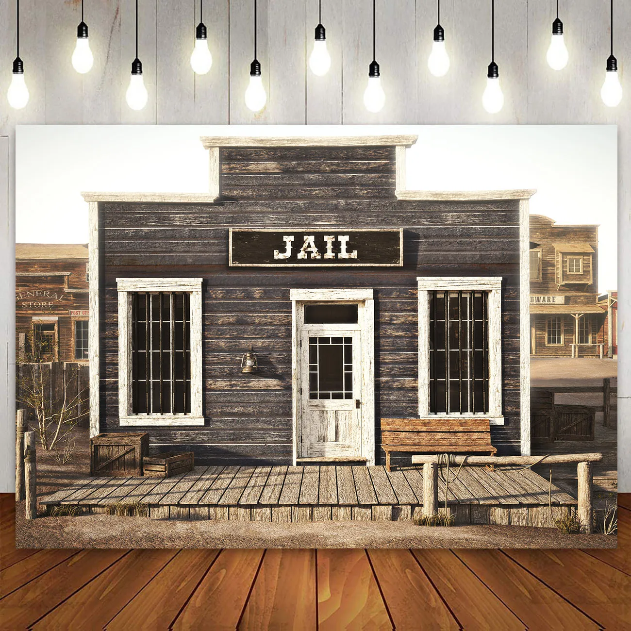Western-Town-Saloon-Backdrop-Country-Jail-Bank-Tavern-Bar-Club-Vintage ...