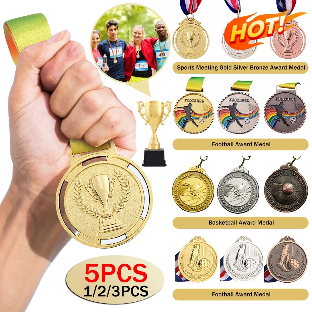1-5PCS-Gold-Silver-Bronze-Award-Medal-Winner-Reward-Football ...