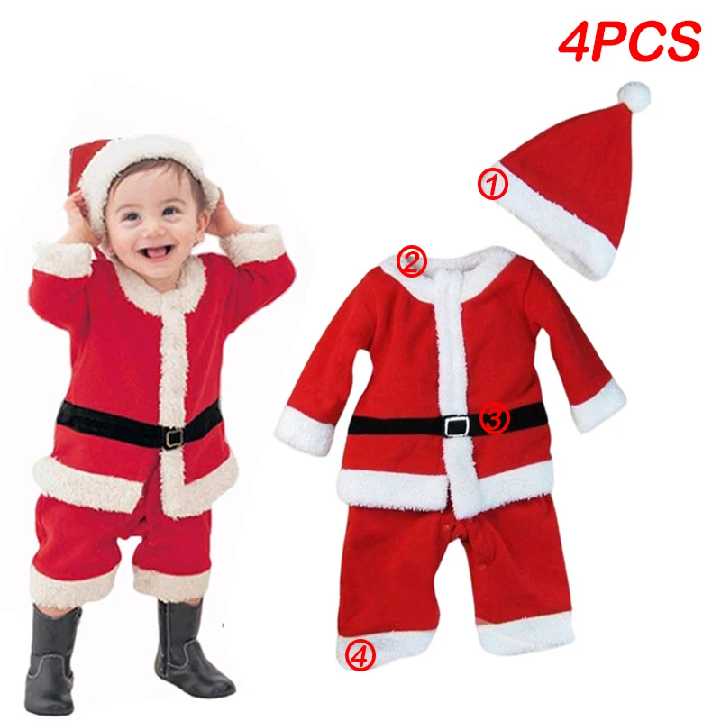 Año Nuevo Niños Papá Noel Bebé Niño Ropa roja de Navidad Fiesta Vestido ...