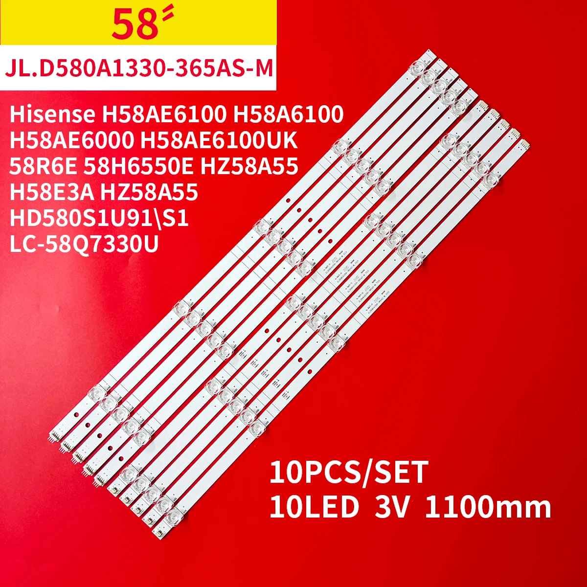 New-LED-Backlight-Strip-10-Leds-for-Hisense-H58AE6100-H58A6100 ...