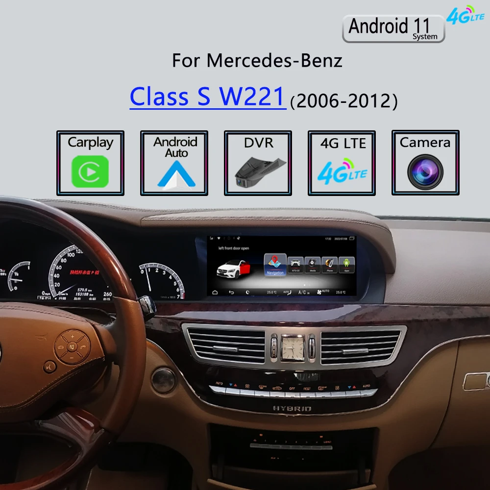 For Mercedes-benz Class S W221 Android 11 Carplay Apple Gps Navigation ...