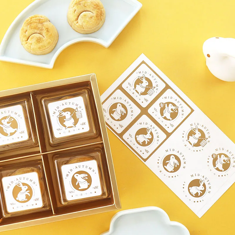 80-PCS-Mid-autumn-Bronzing-Bunny-Stickers-Mooncake-Baking-Square-Round ...
