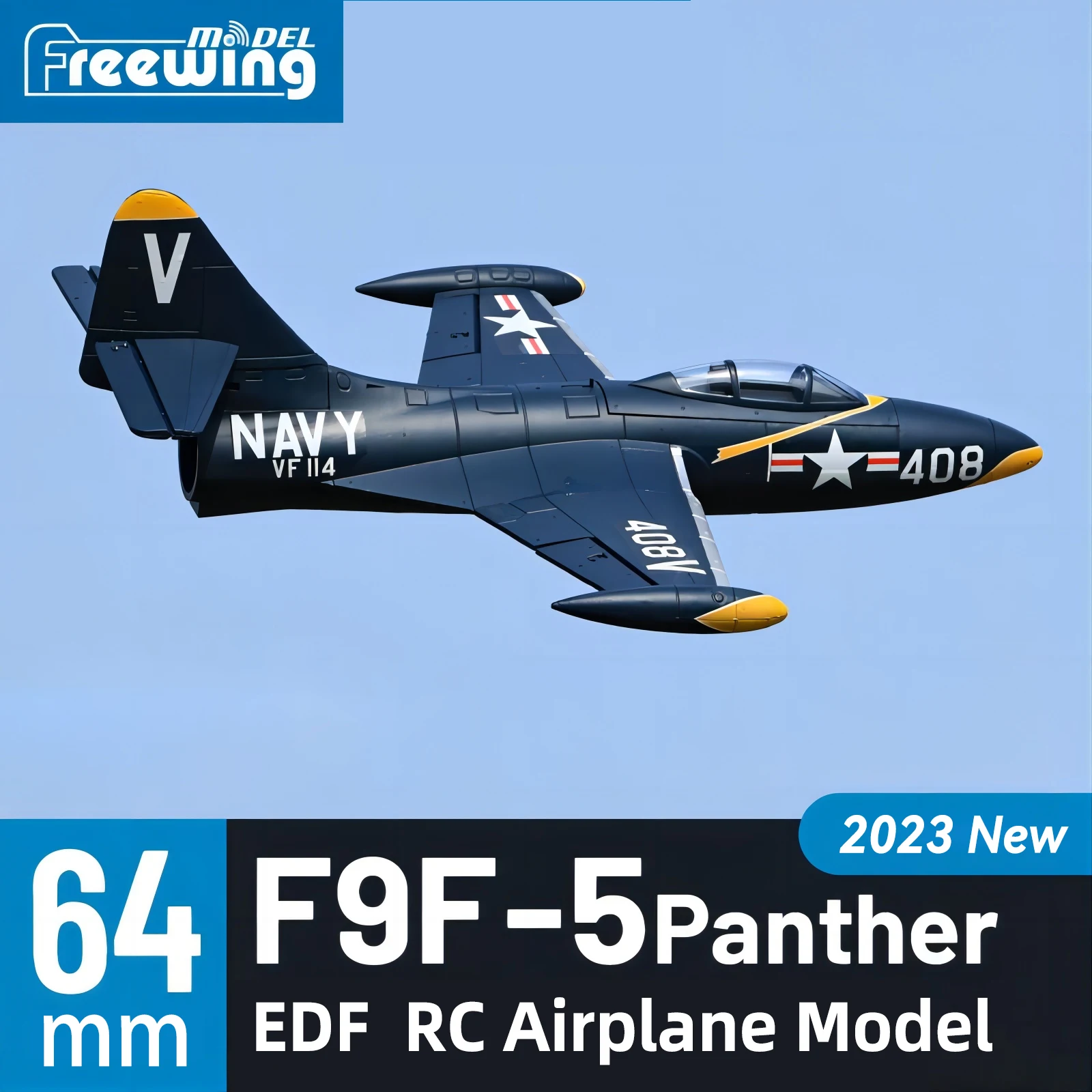 Freewing-64mm-EDF-Jet-F9F-Panther-RC-model-plane-Flight-Line-Remote ...