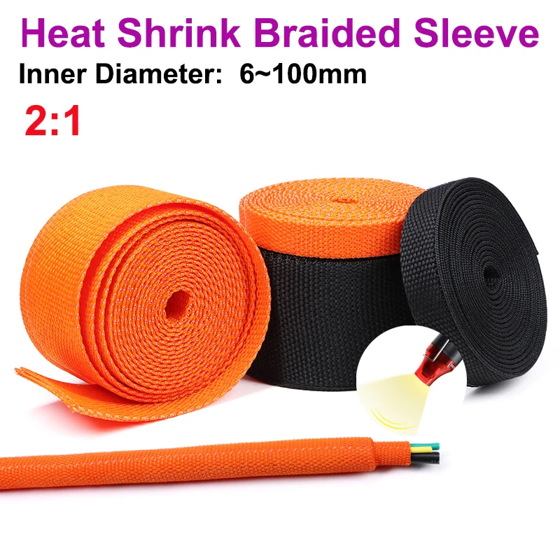 Heat-Shrinkable-Fabric-Cloth-Tube-6-100mm-Insulation-Braided-Sleeve-PET ...