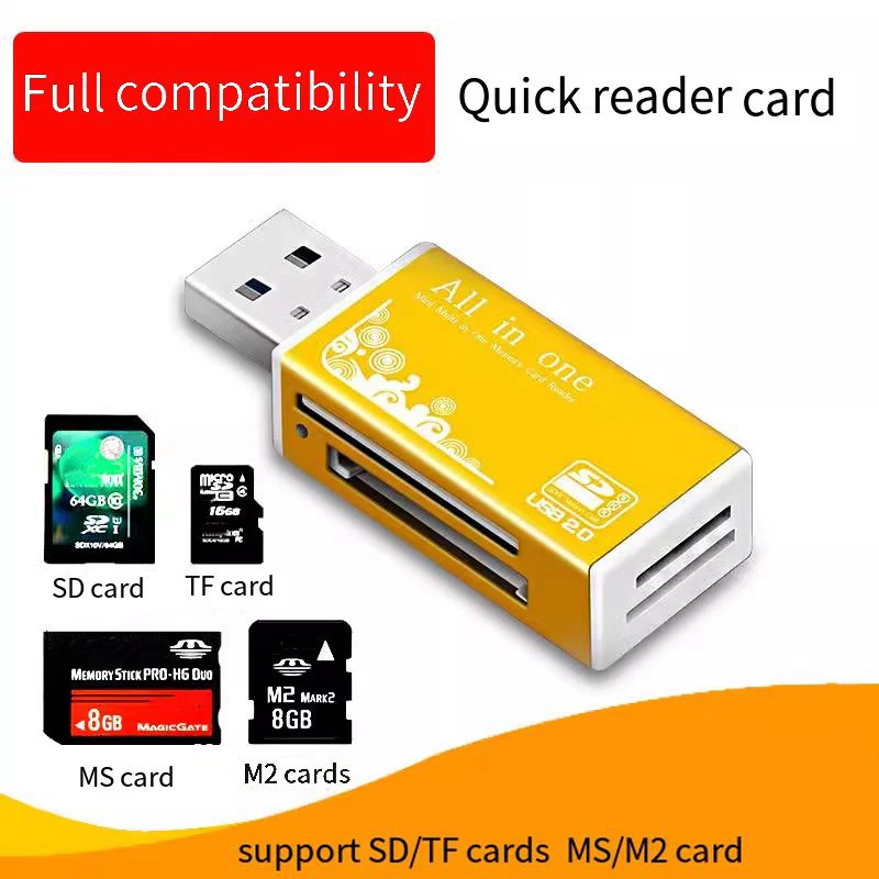 4In1 TF Micro SD M2 MS Memory Card Reader High Speed USB2.0 MMC Adapter Plug For Laptop Computer ...