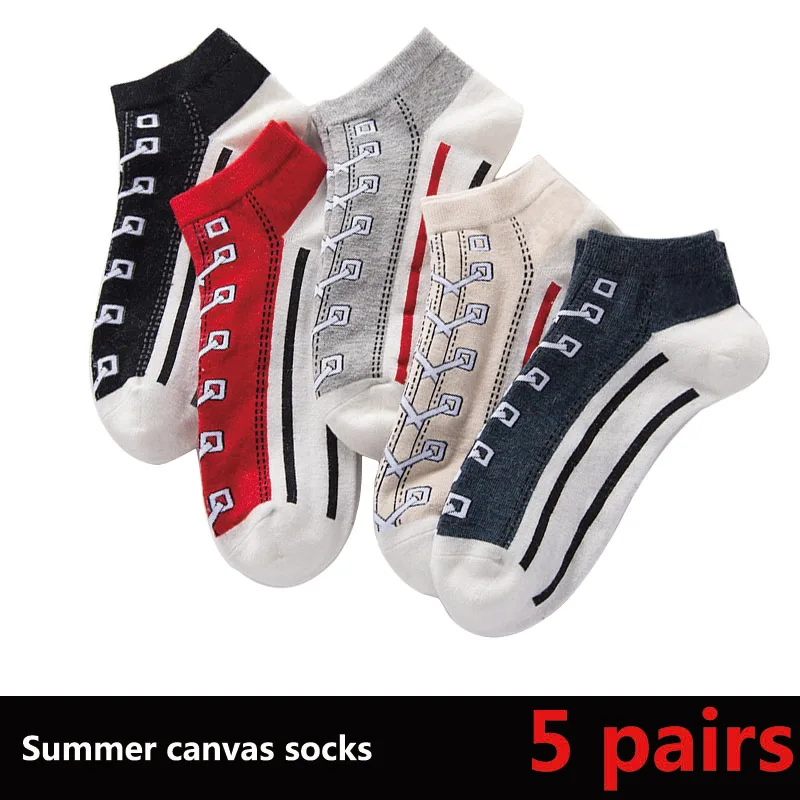 1 pair/5 pairs of canvas socks, men's/women's summer short socks ...