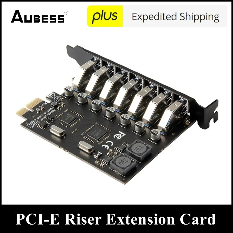 비트코인 BTC 채굴용 컨트롤러 컨버터, USB 3.0 PCIE PCI E to 7 포트 USB 3 확장 어댑터 카드, USB3 ...