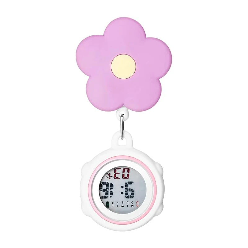 Retractable-Nurse-Digital-Watches-Clip-on-Hanging-Fob-Cute-Flower ...